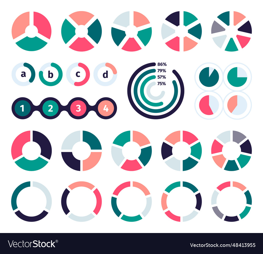 Pie chart set circle slices for different percent Vector Image Pie chart set circle slices for different percent Vector Image