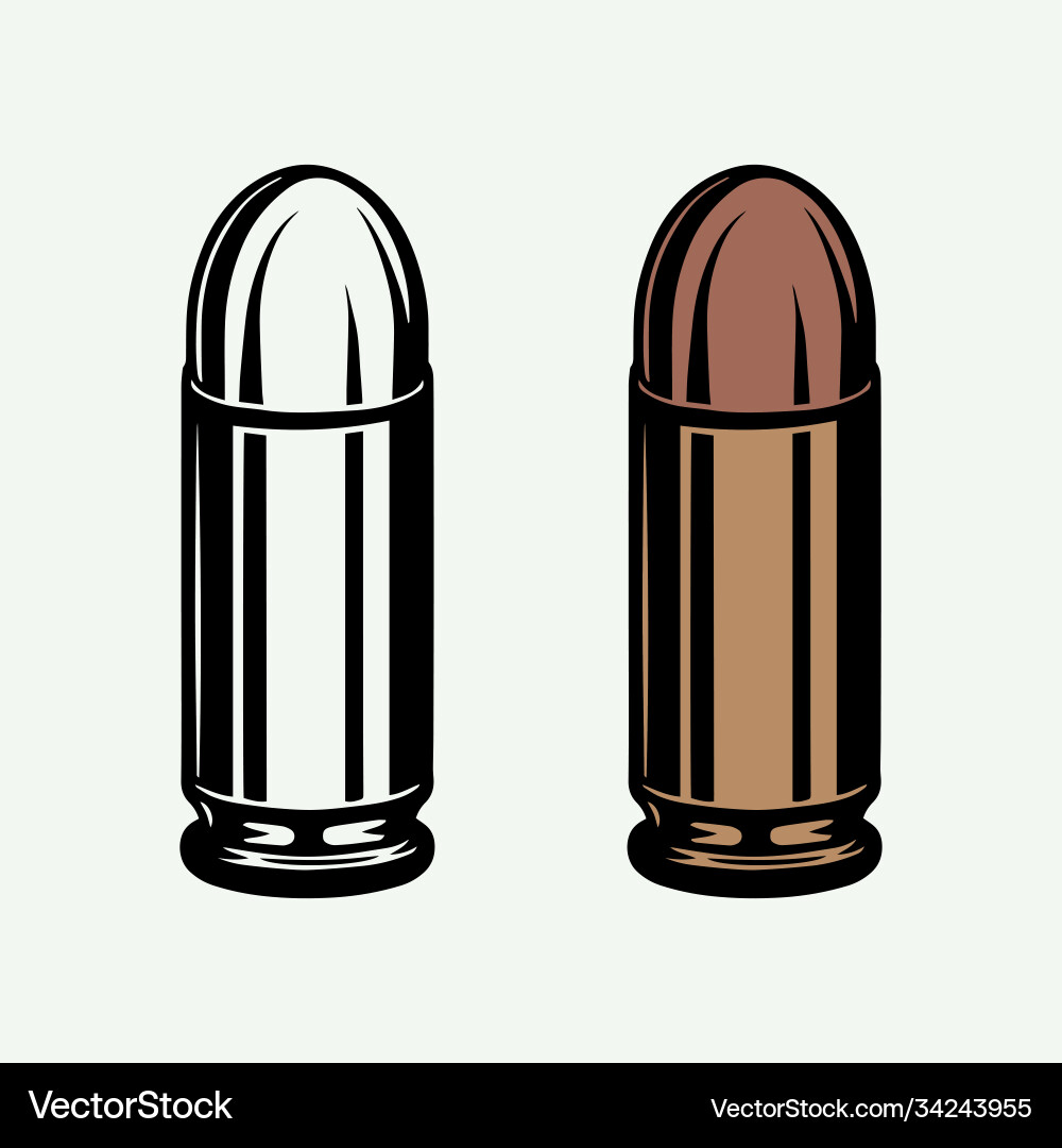 Set retro vintage bullets in monochrome Royalty Free Vector
