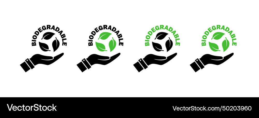 Biodegradable hands with icons of reusable Vector Image