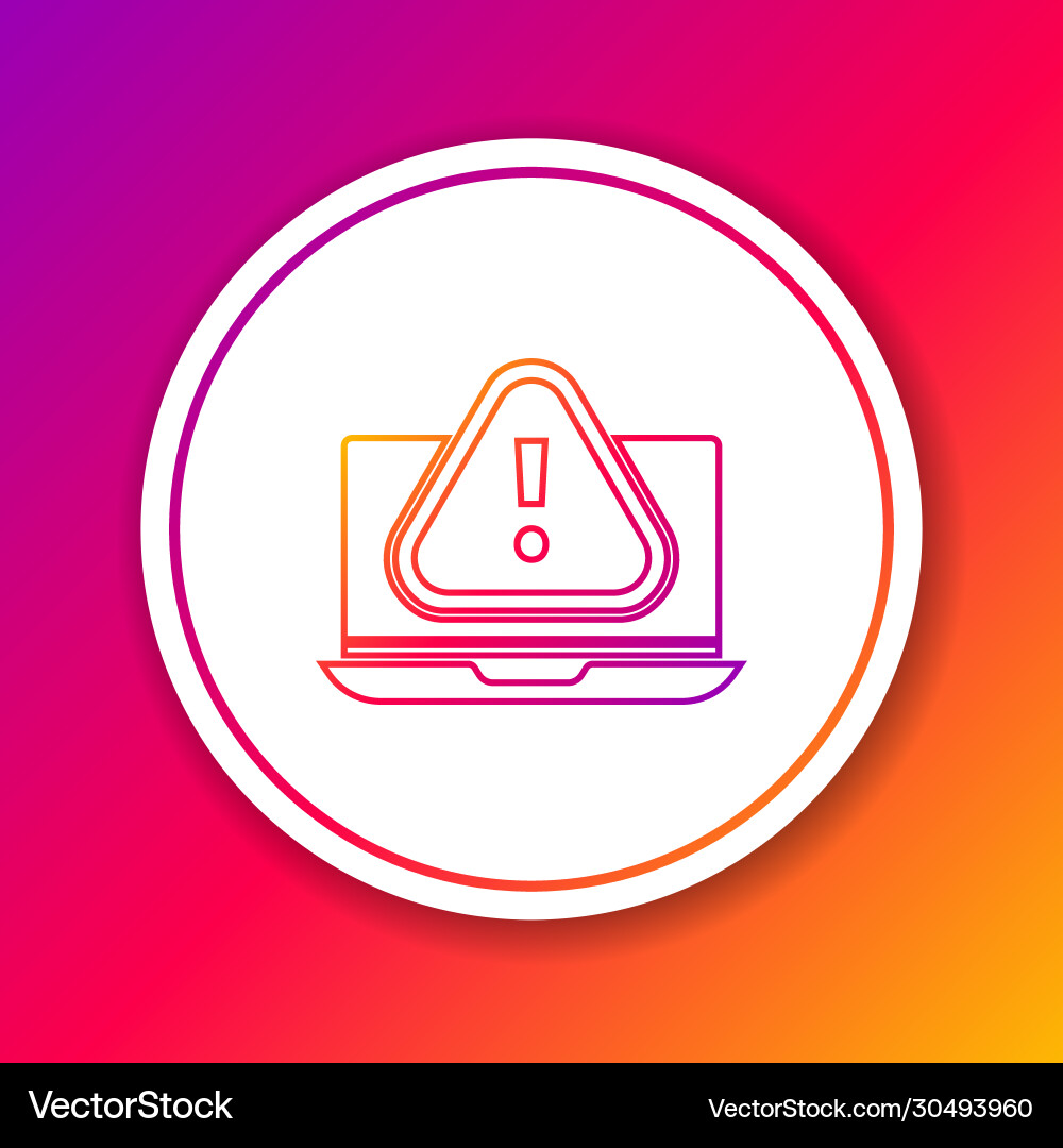 Color line laptop with exclamation mark icon Vector Image