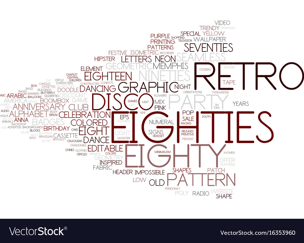 Eighty word cloud concept Royalty Free Vector Image