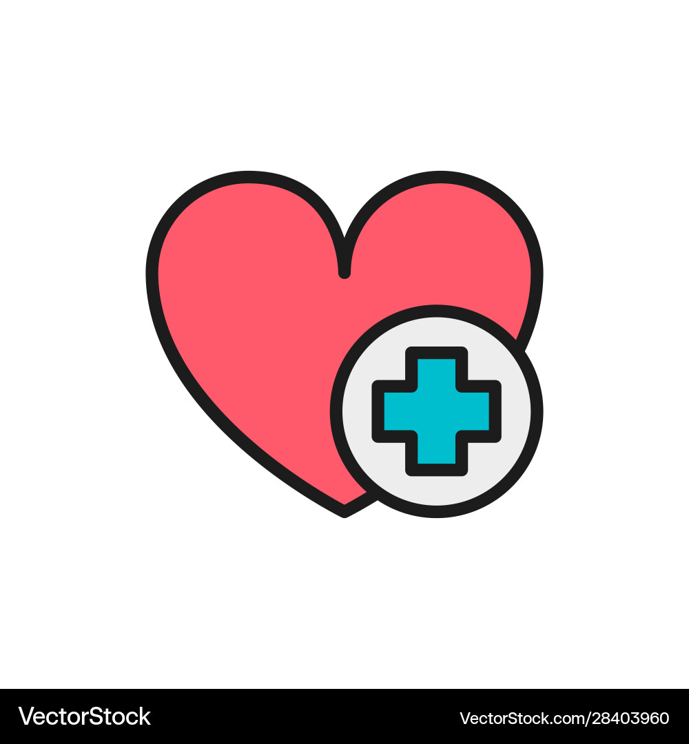 First aid for heart attack flat color line icon Vector Image