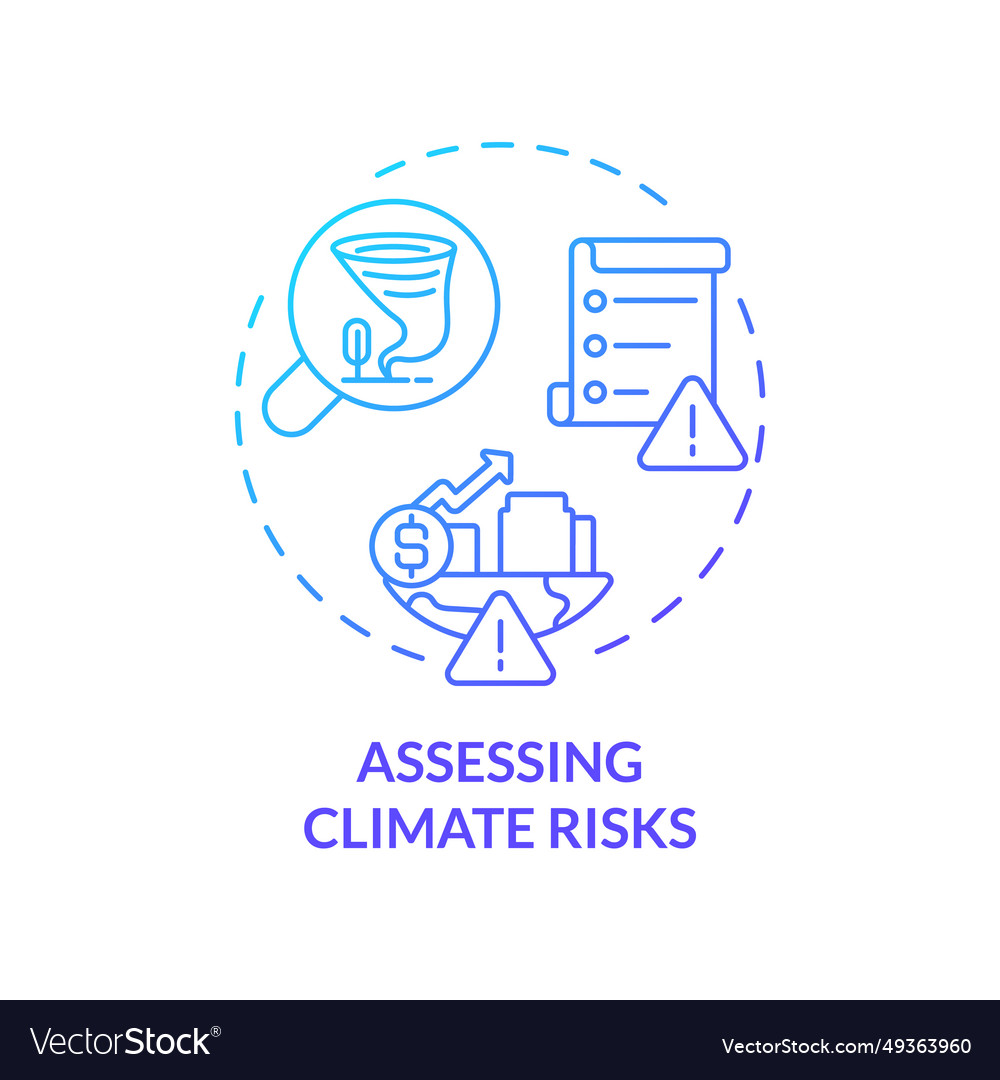 Gradient thin line icon assessing climate risks Vector Image