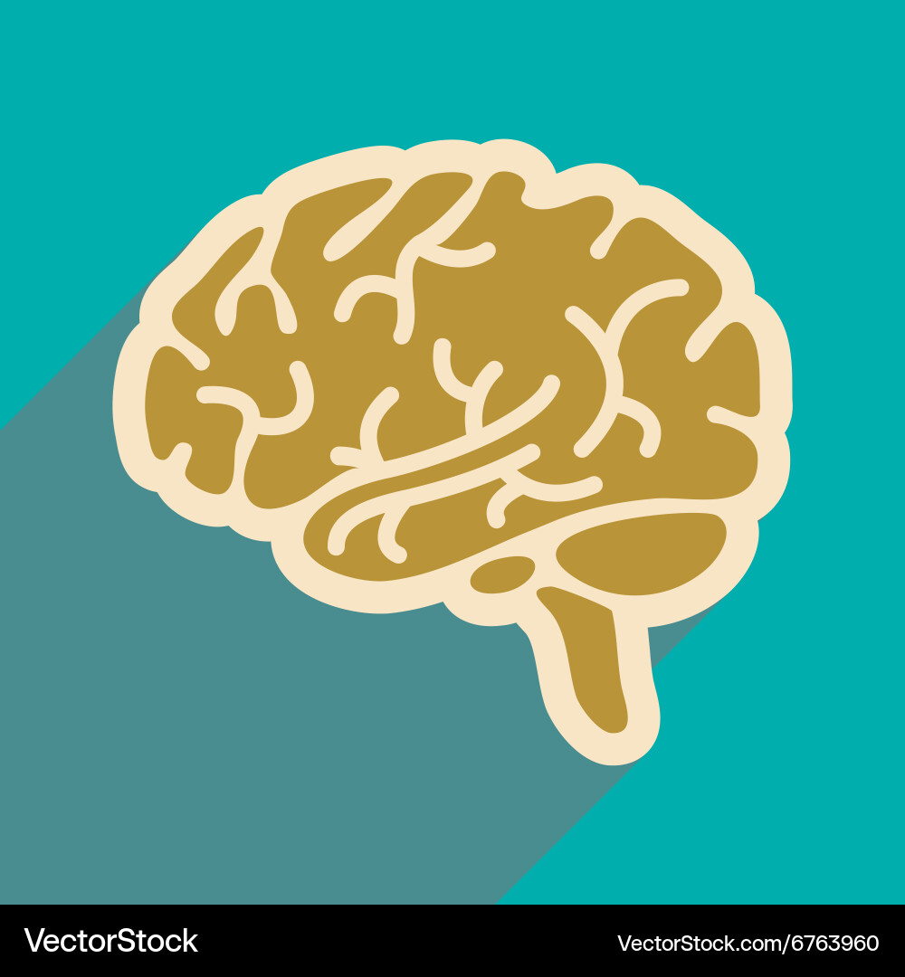 Icon of human brain in flat style Royalty Free Vector Image