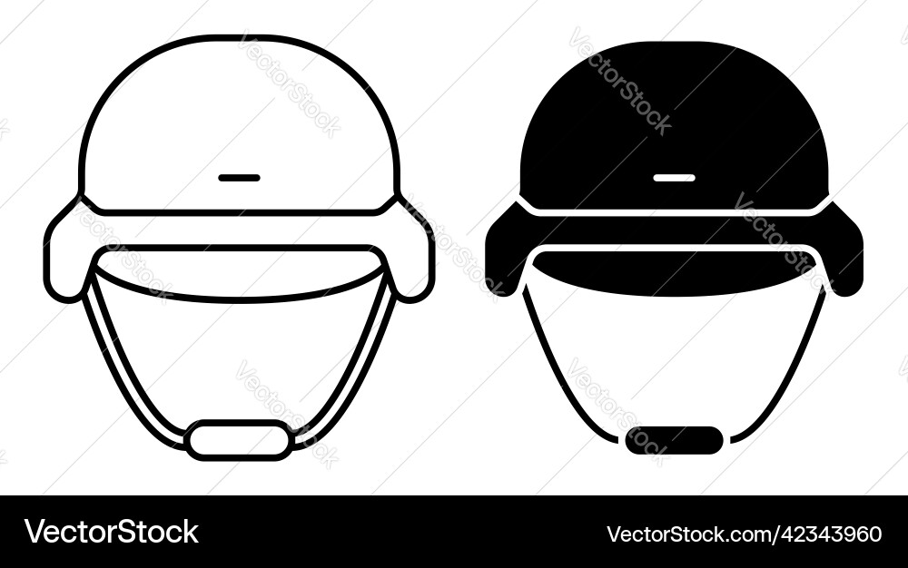 Linear icon protective helmet of soldier Vector Image