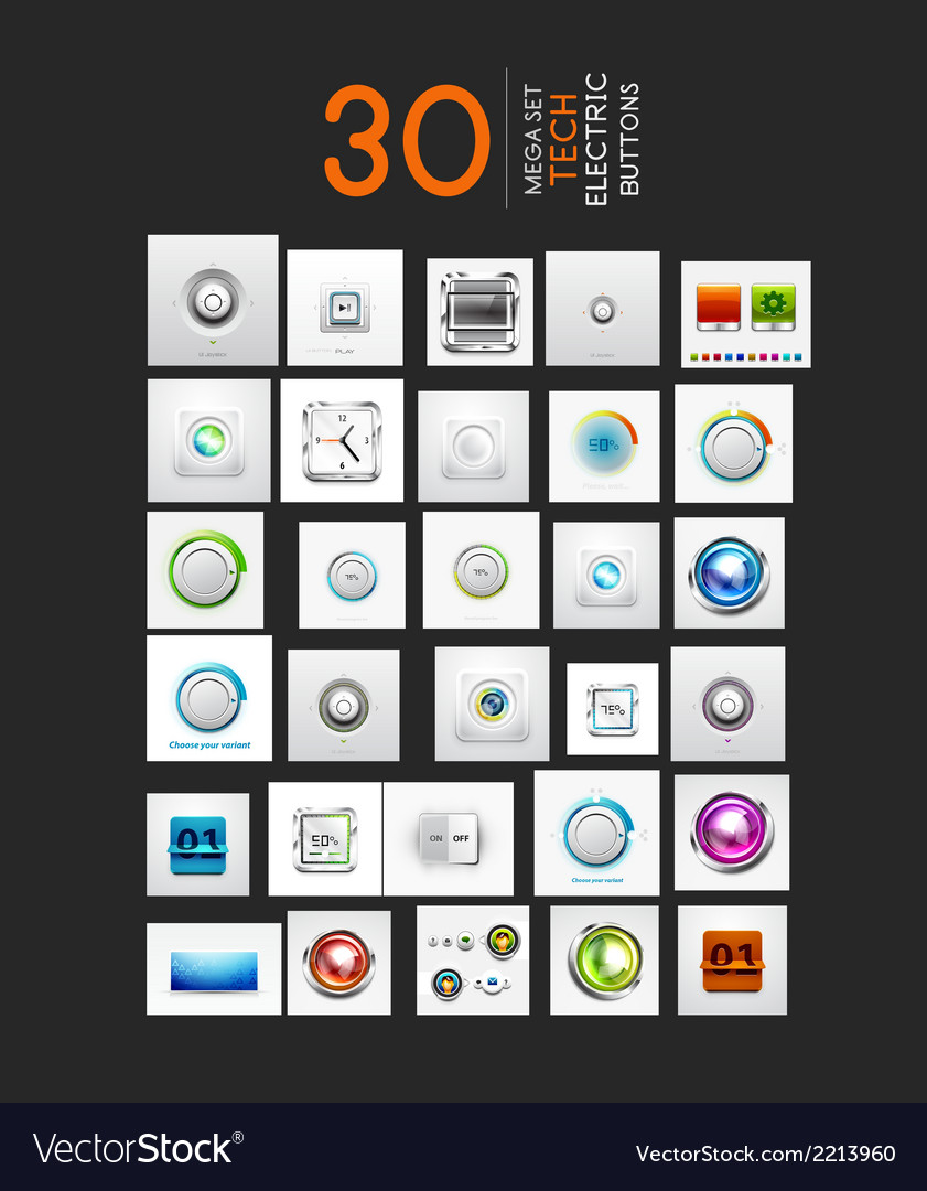 Mega collection of ui buttons set Royalty Free Vector Image