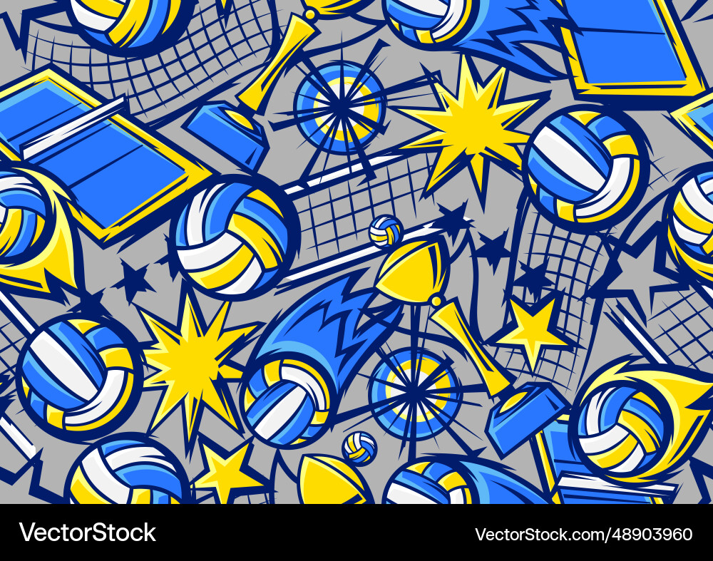 Pattern with volleyball items sport club Vector Image