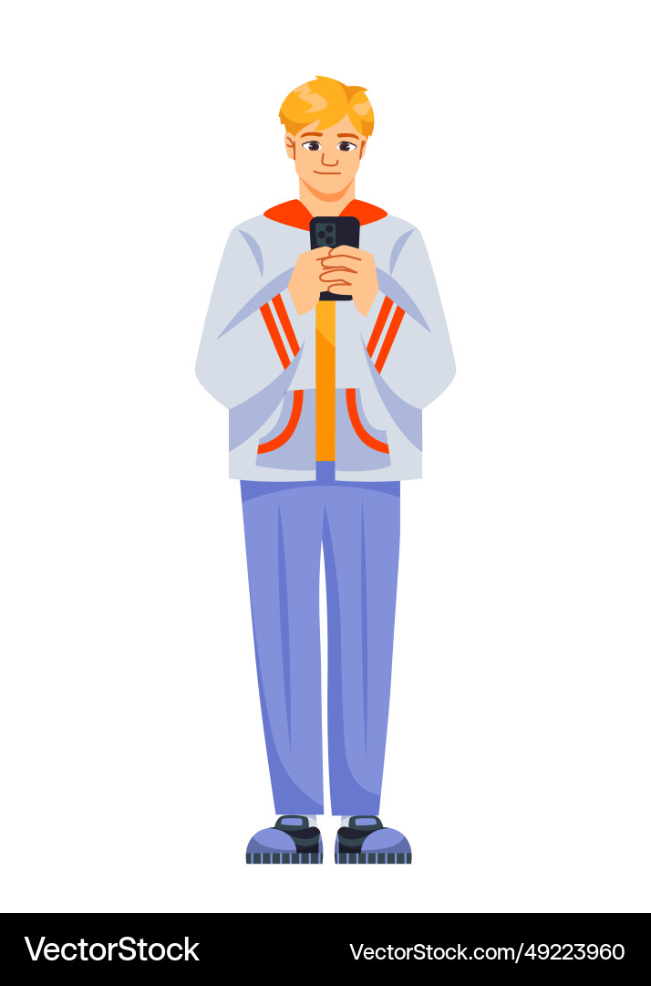 Person holding mobile phone Royalty Free Vector Image