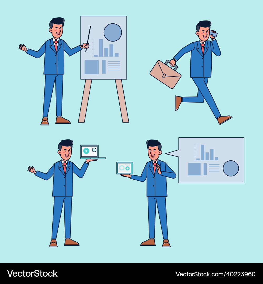 Sales show big projects with charts and analysis Vector Image