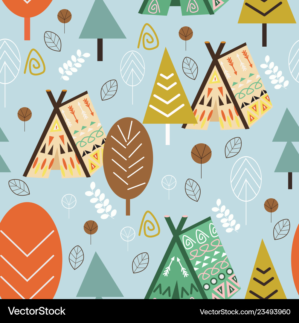Seamless pattern forest in scandinavian style Vector Image