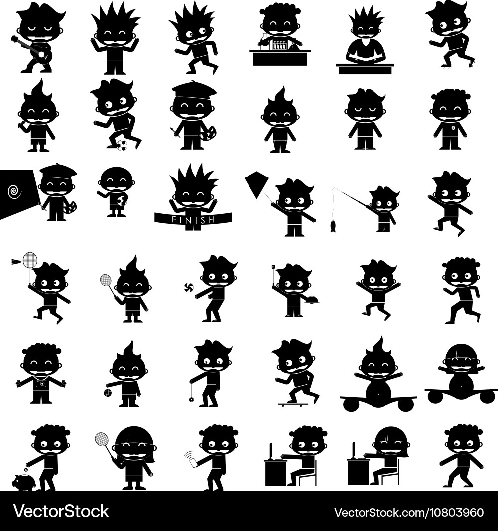 Silhouettes kid hobbies Royalty Free Vector Image