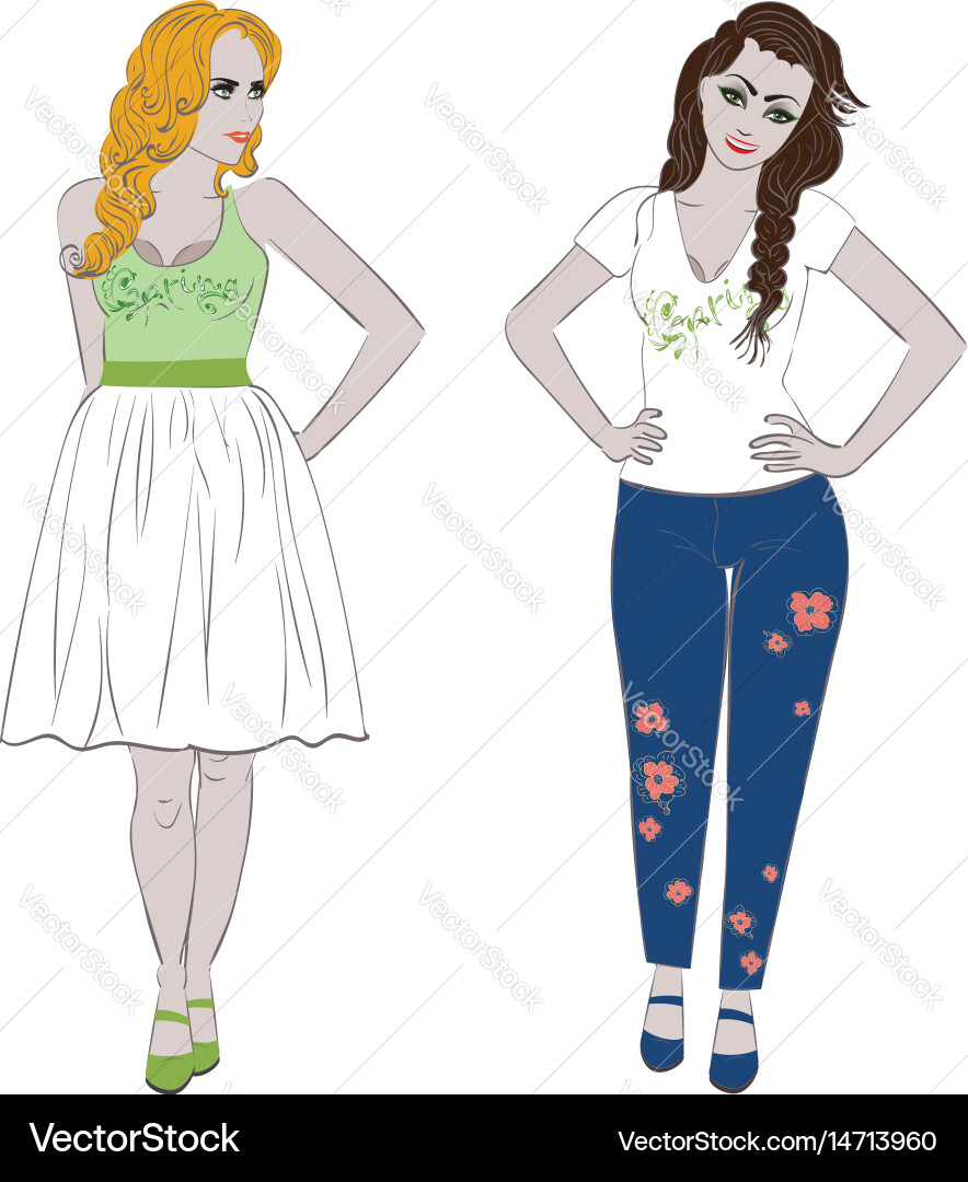 Spring girl with flowers Royalty Free Vector Image
