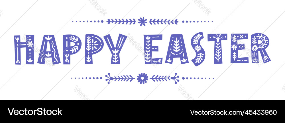 Typography happy easter with patterns Royalty Free Vector