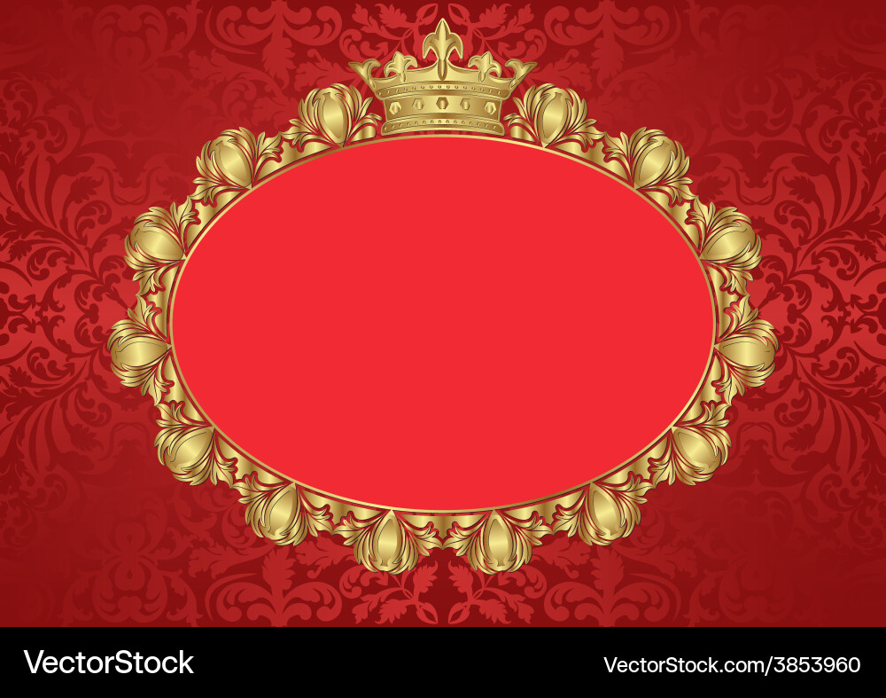 Vintage background with golden frame and crown Vector Image