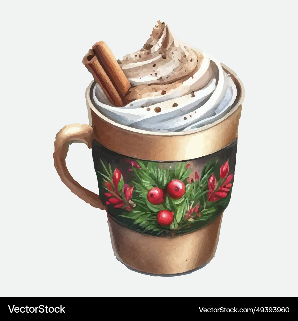 Watercolor christmas coffee file Royalty Free Vector Image