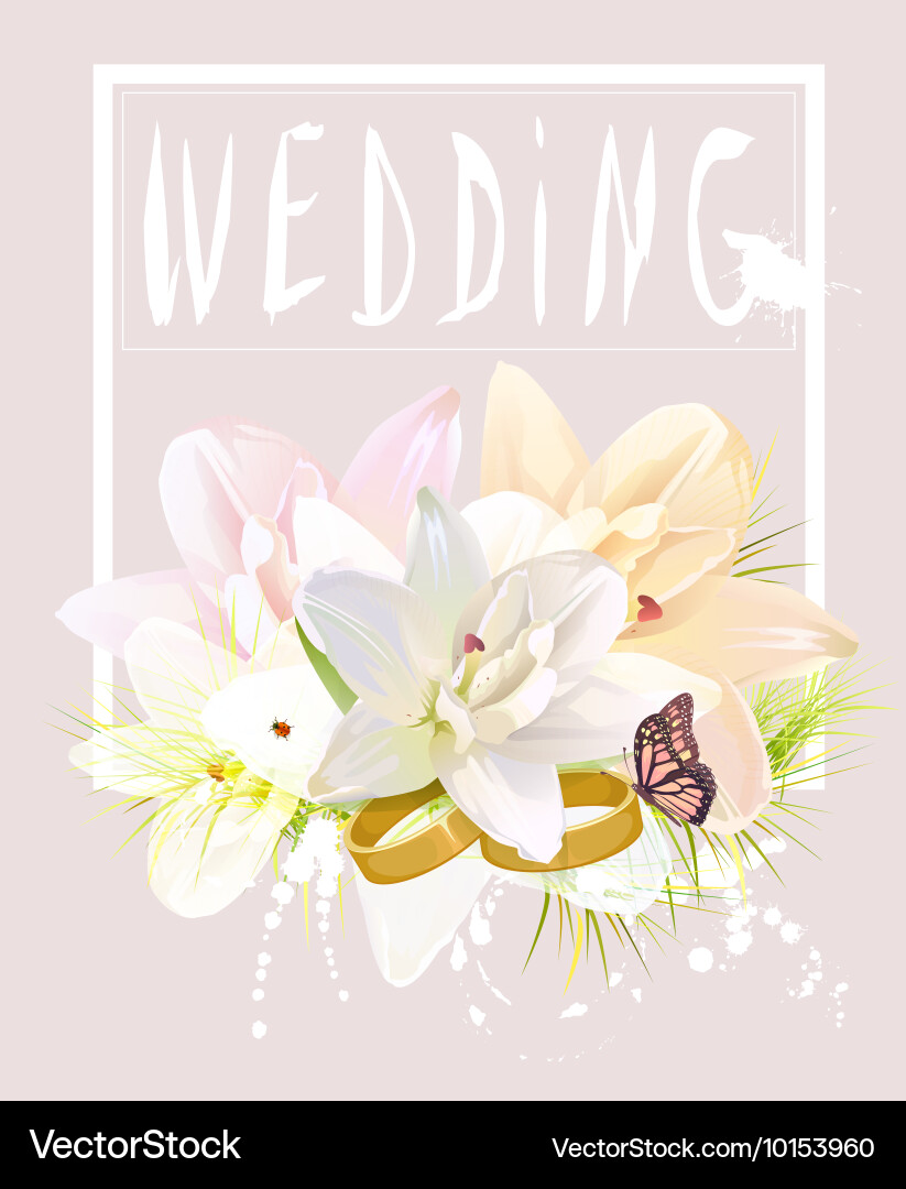 Wedding card with lily flowers Royalty Free Vector Image