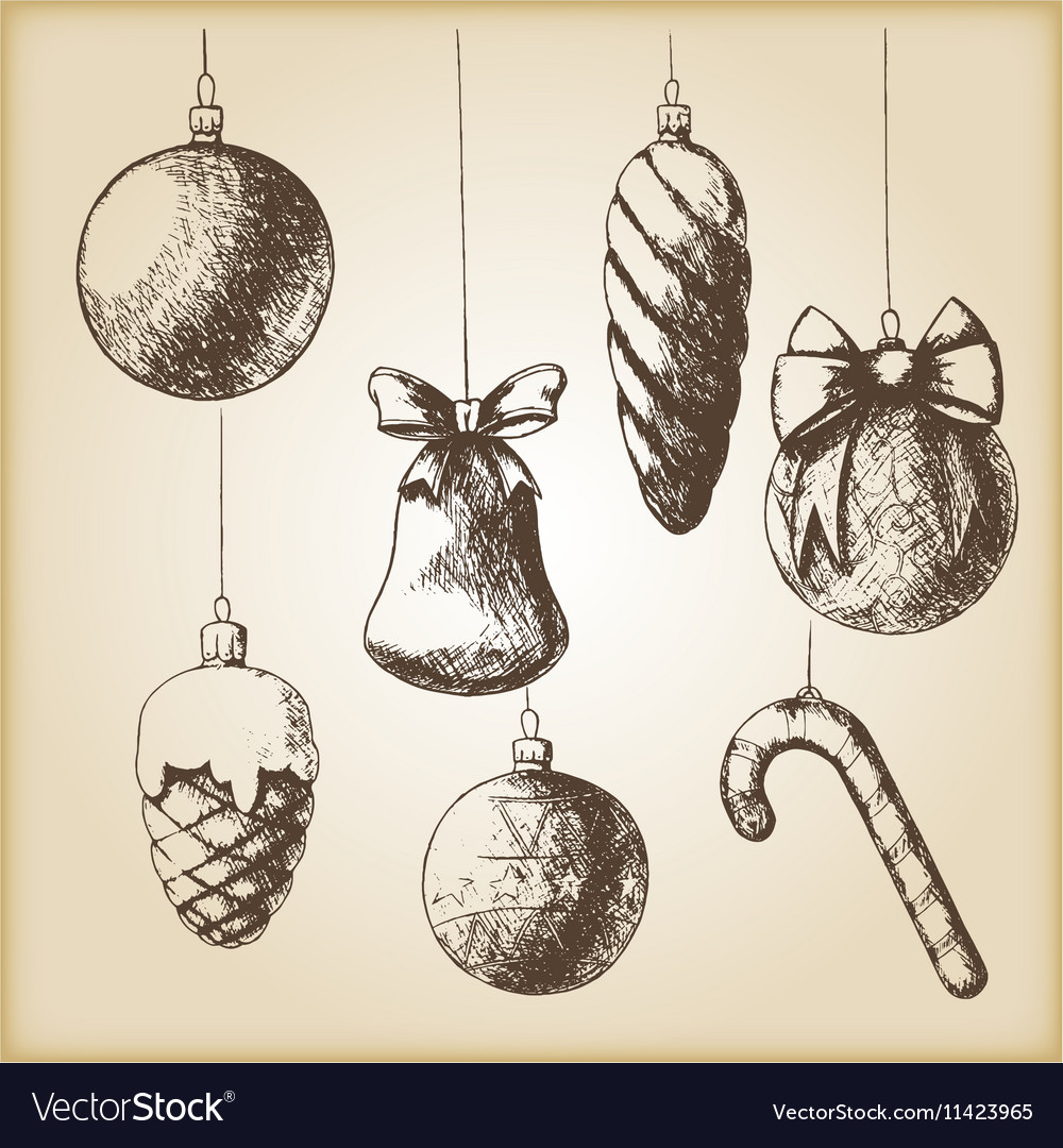 Brown vintage sketch - christmas hand drawn Vector Image