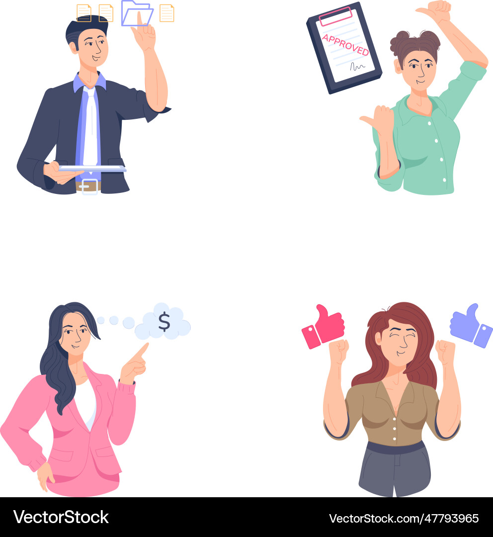 Collection of corporate people flat Royalty Free Vector