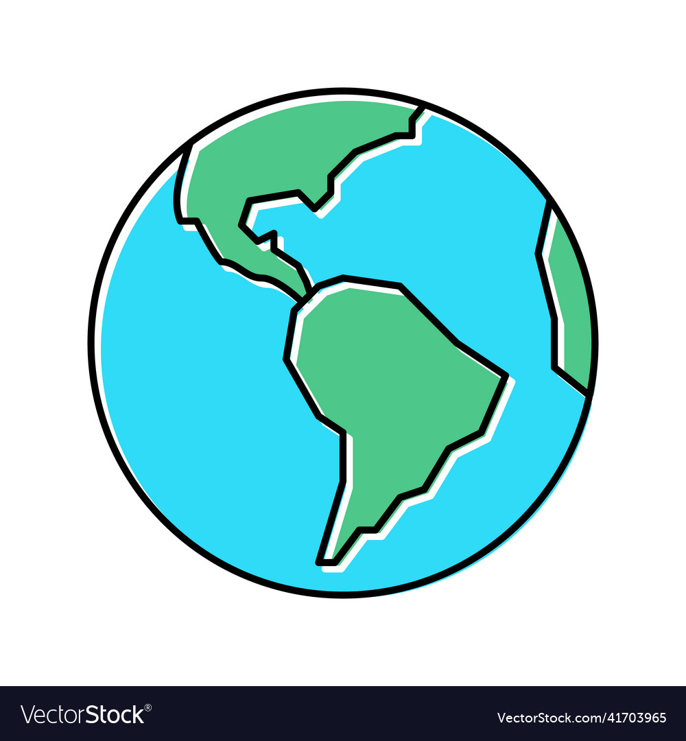 Earth planet color icon flat Royalty Free Vector Image