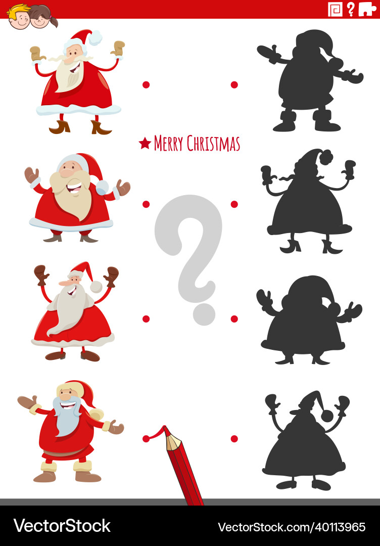 Educational shadow game with cartoon santa claus Vector Image