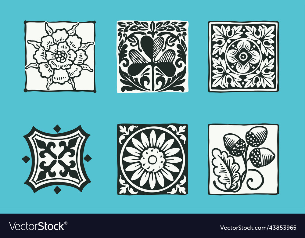 German patterns hand drawn engraving style Vector Image