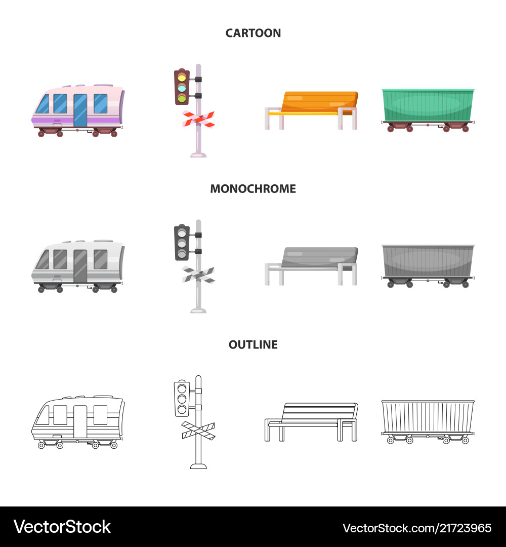 Isolated object of train and station icon set Vector Image
