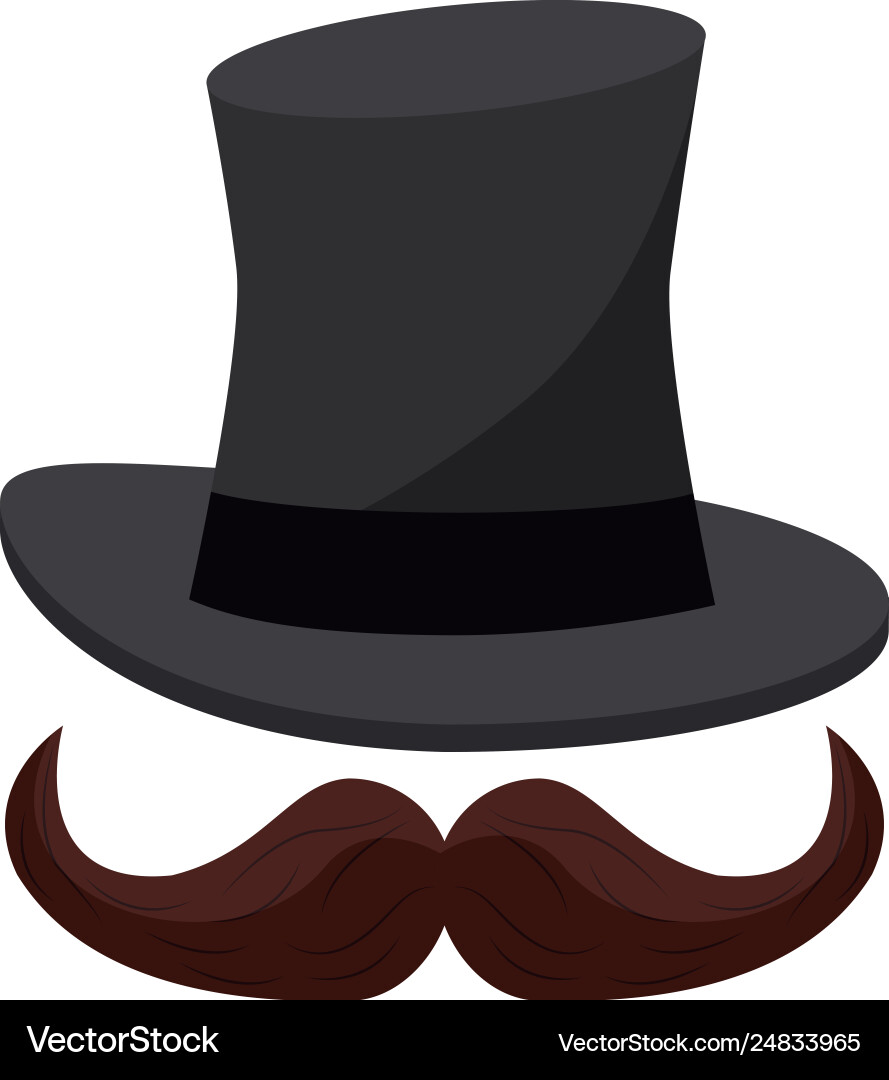 Magician hat and mustache cartoon Royalty Free Vector Image