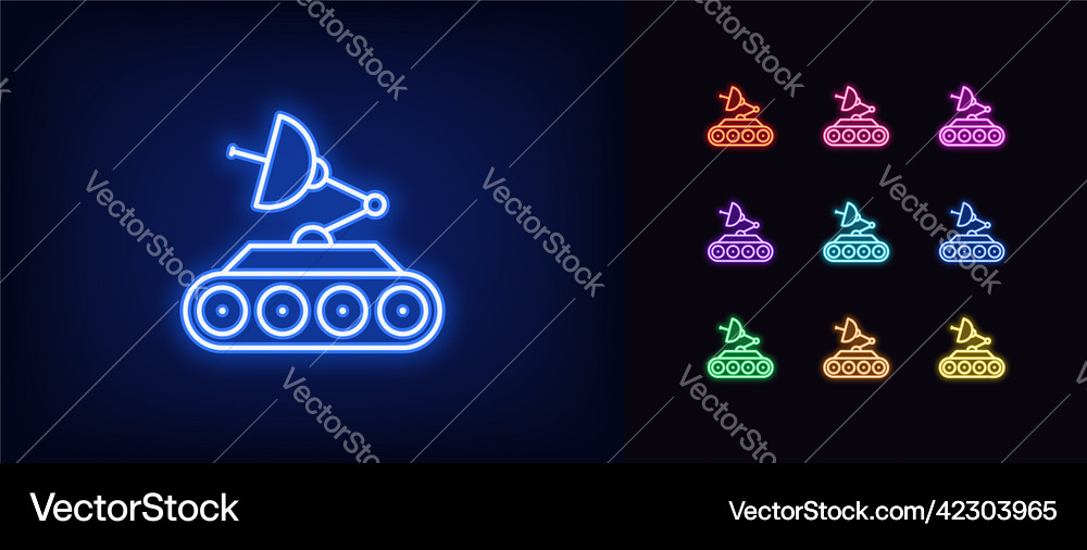 Outline neon mars rover icon glowing neon space Vector Image