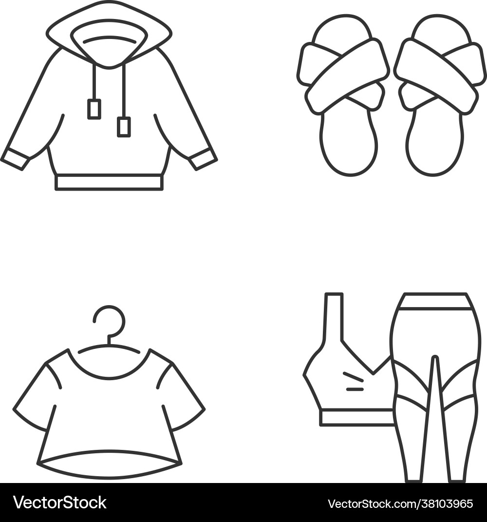 Pajamas for home linear icons set Royalty Free Vector Image