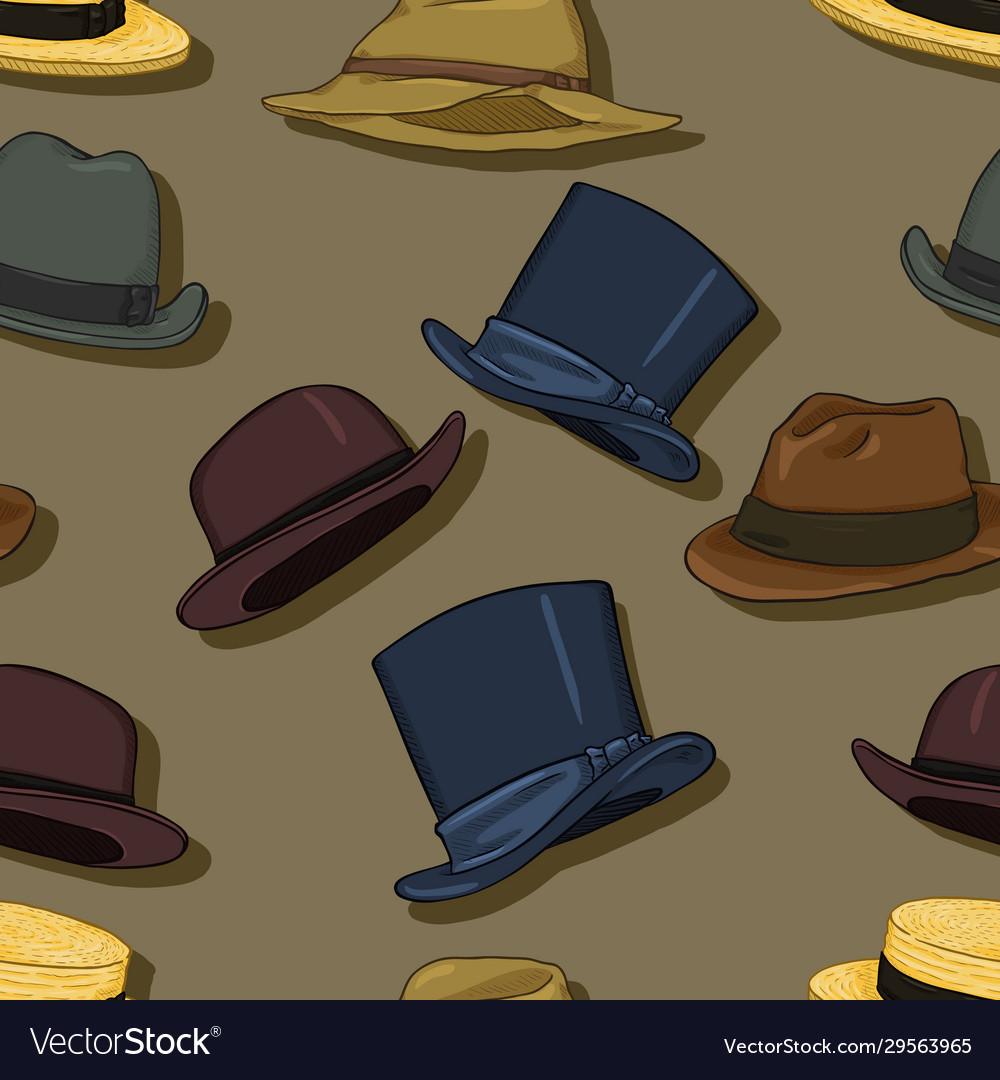 Seamless classical hats pattern background Vector Image