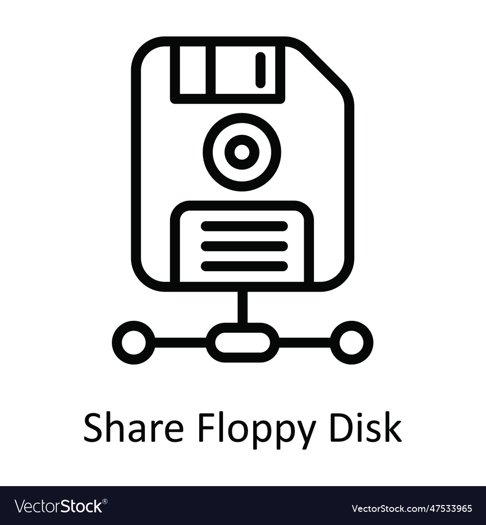 Share Floppy Disk Outline Icon Design Ill Vector Image