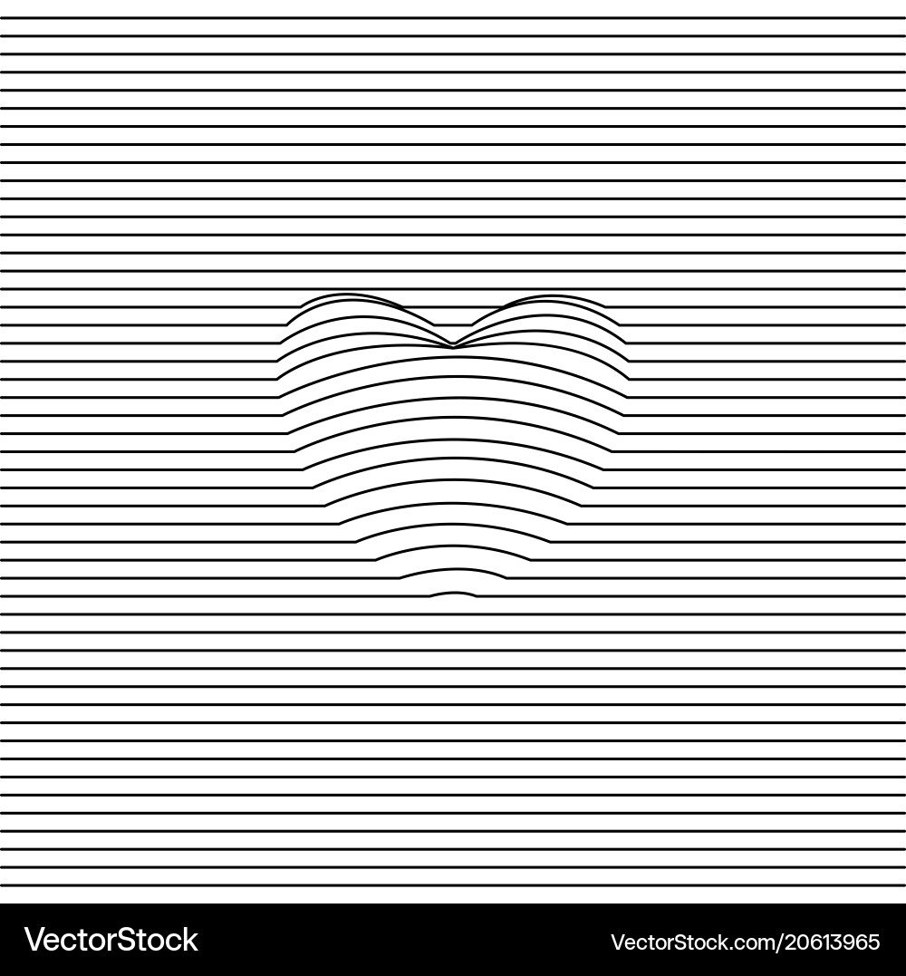 Silhouette of heart 3d graphics under lines Vector Image