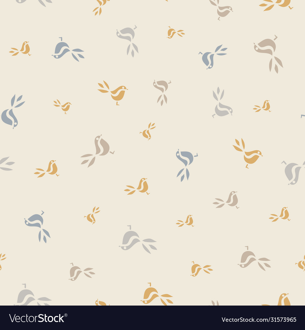 Simple bird seamless pattern in light tones Vector Image