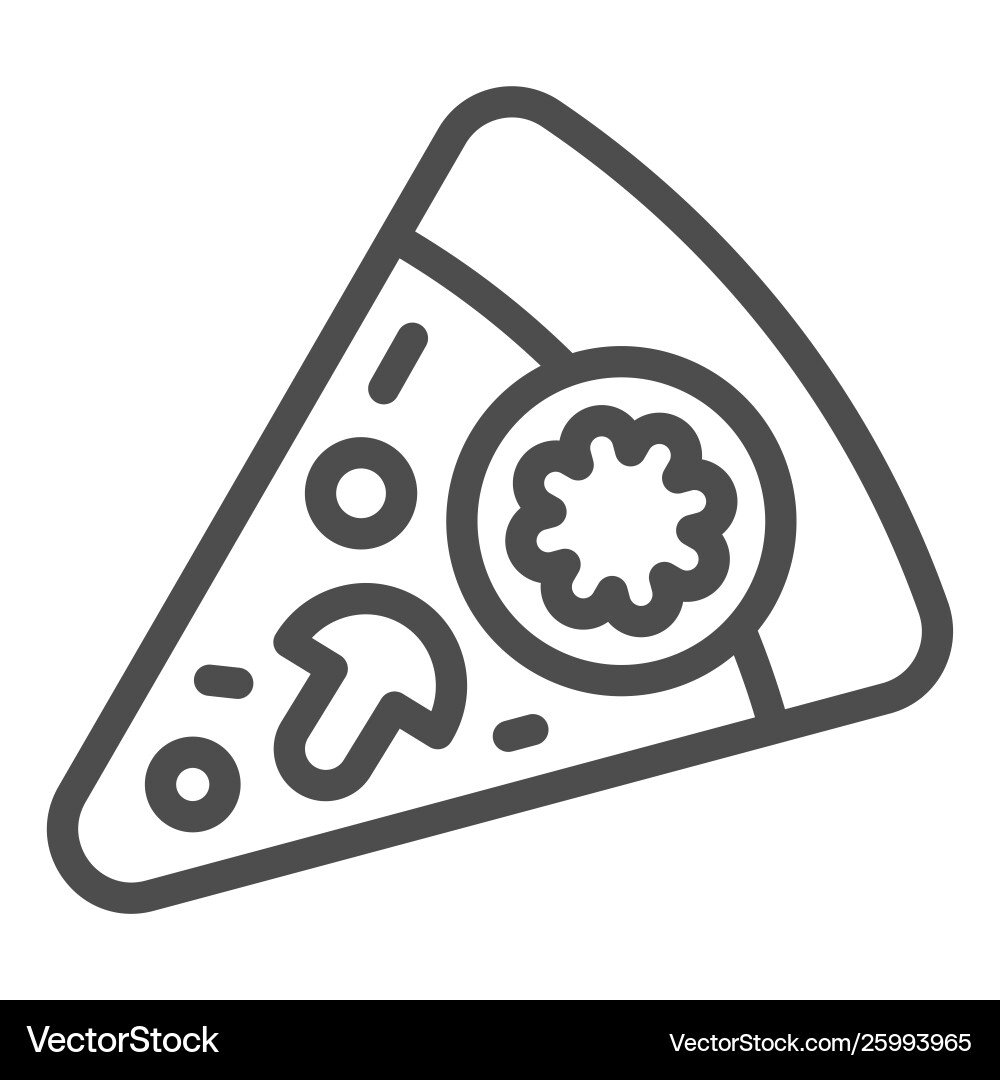 Slice pizza line icon pizza with mushrooms Vector Image