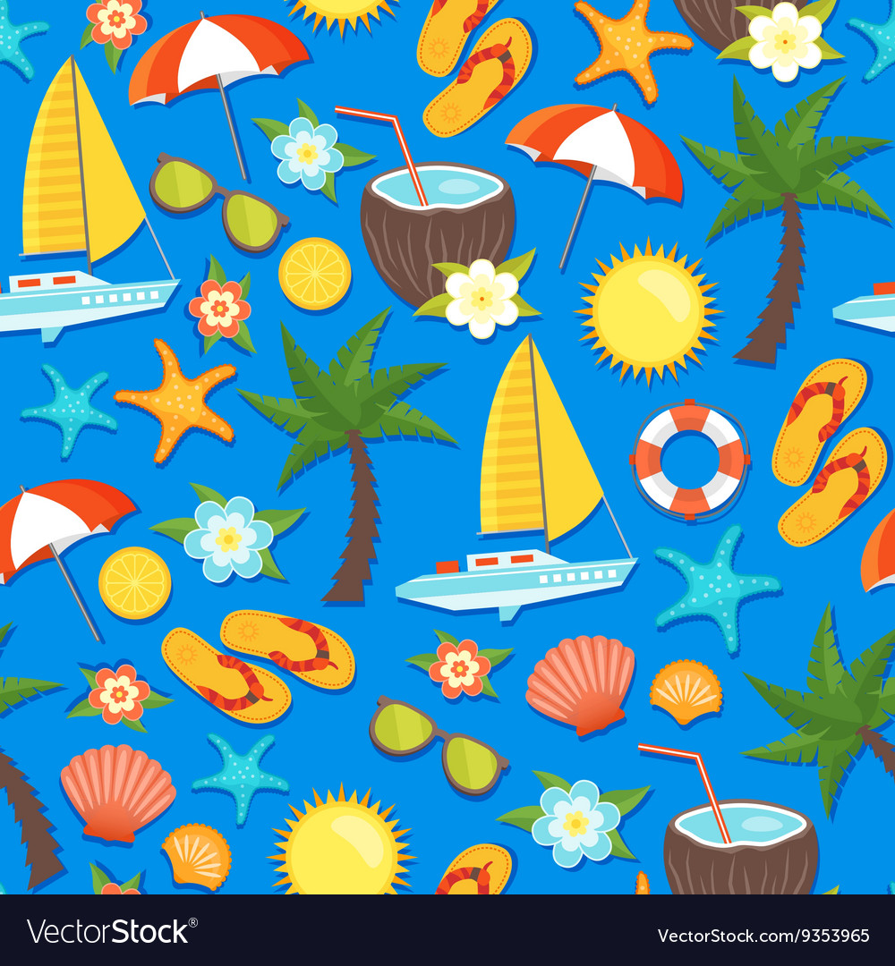Summer vacation seamless pattern Royalty Free Vector Image