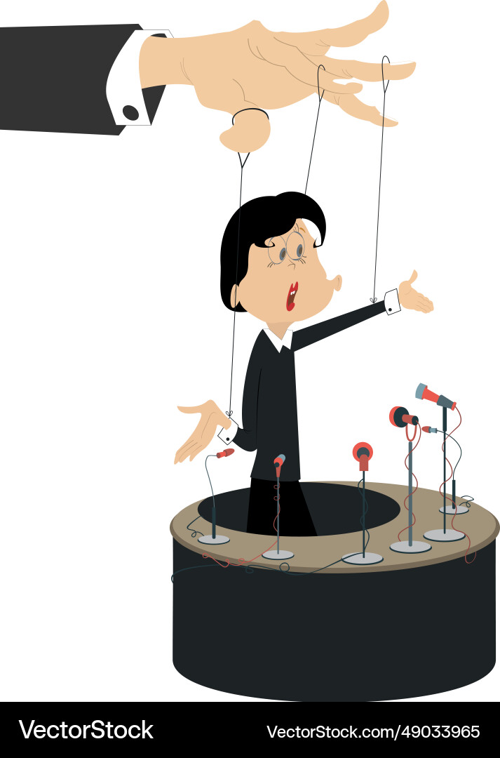 Woman making a report and controlled like puppet Vector Image