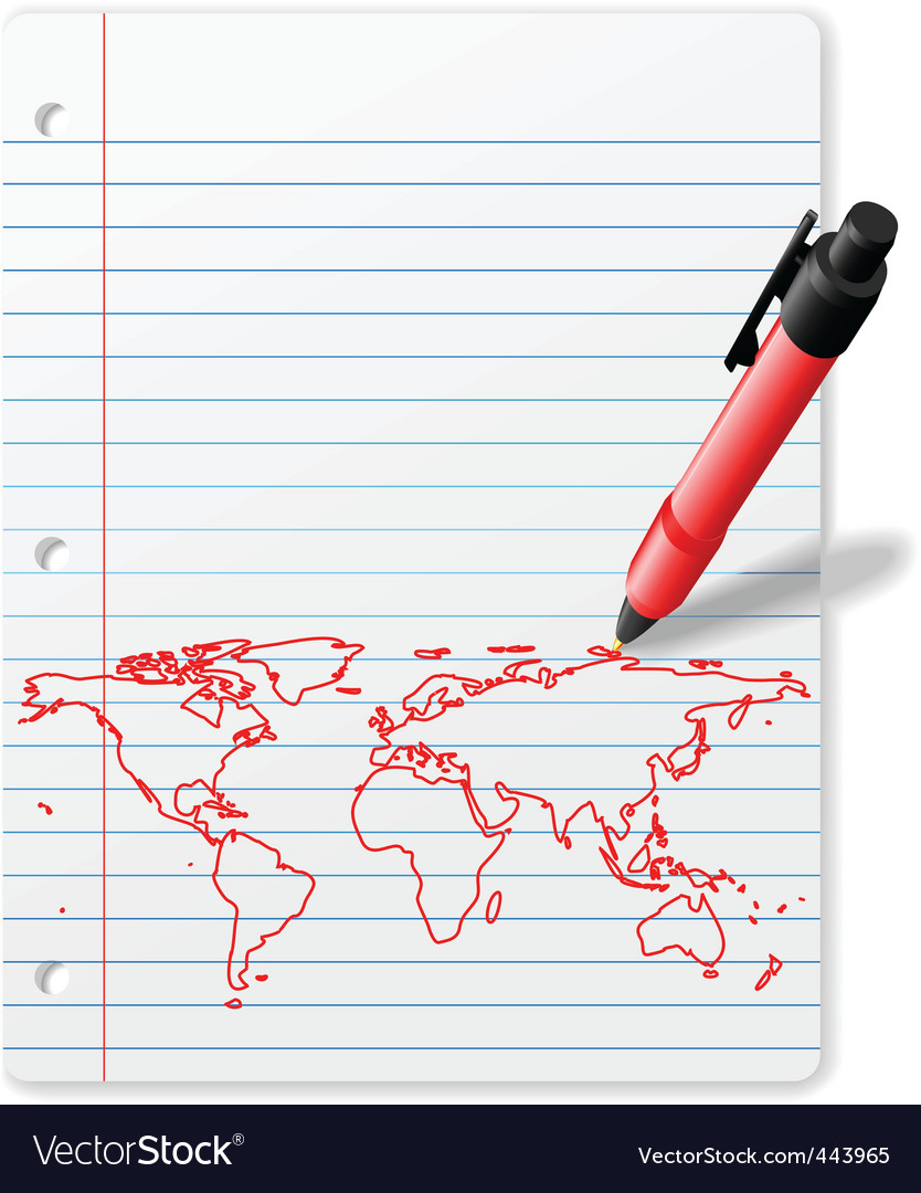 World map drawing Royalty Free Vector Image - VectorStock