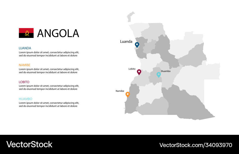 Angola map infographic template slide Royalty Free Vector