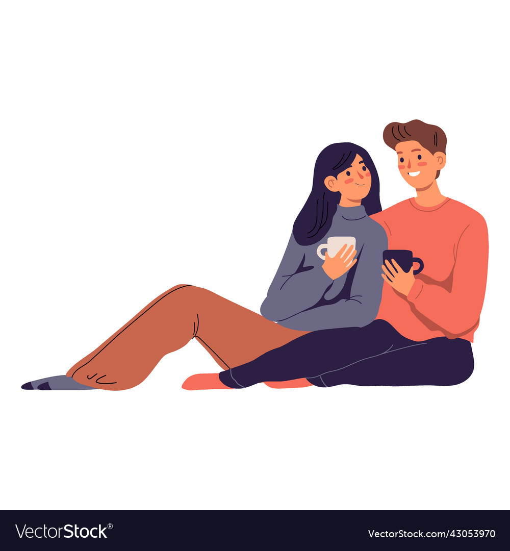Character Couple Drinking Coffee Royalty Free Vector Image
