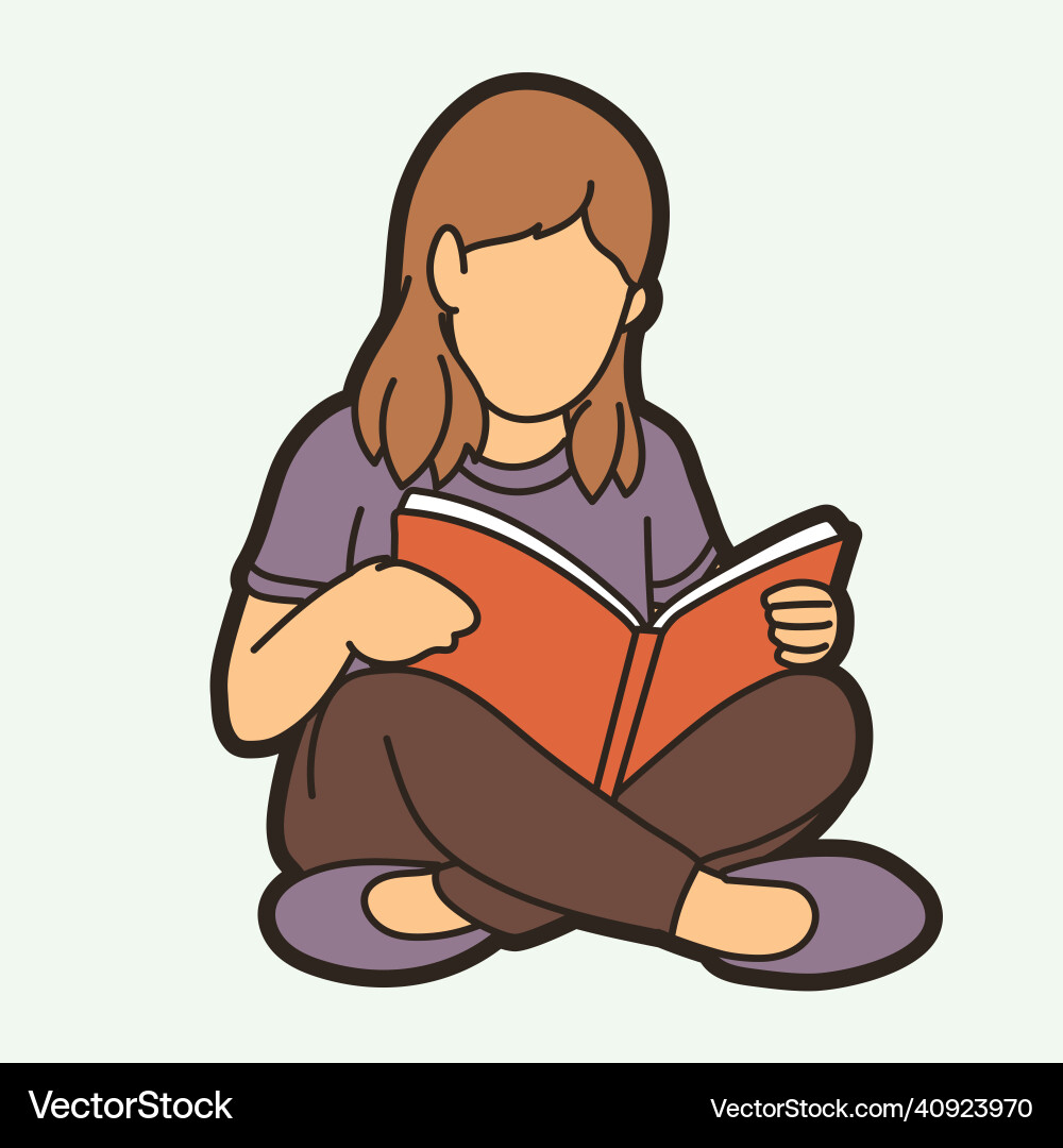 Children reading a book cartoon graphic Royalty Free Vector