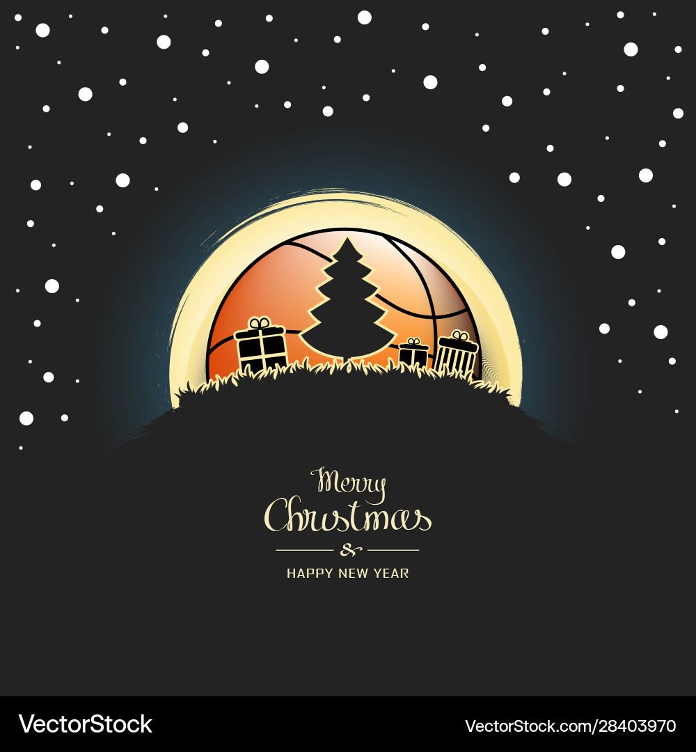 Christmas tree on a background basketball ball Vector Image