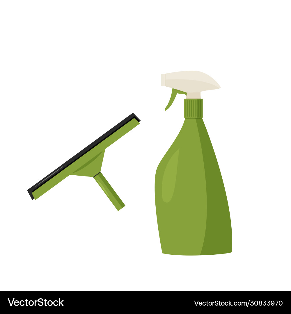 Cleaning agent spray and rubber window glass Vector Image