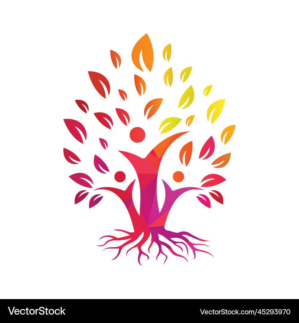 Family tree and roots logo design Royalty Free Vector Image