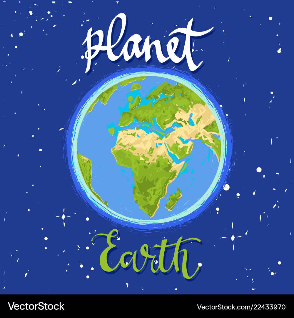 Hand drawn earth in the spase Royalty Free Vector Image