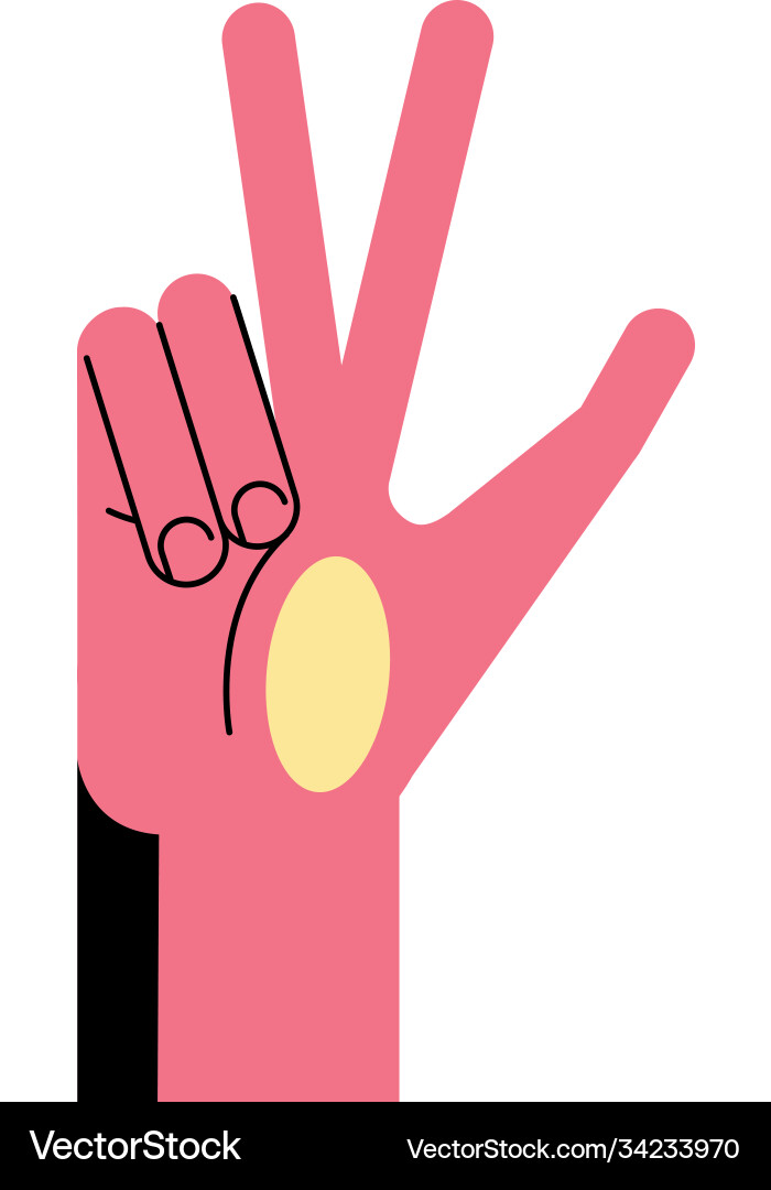 Hand sign language three number line and fill Vector Image