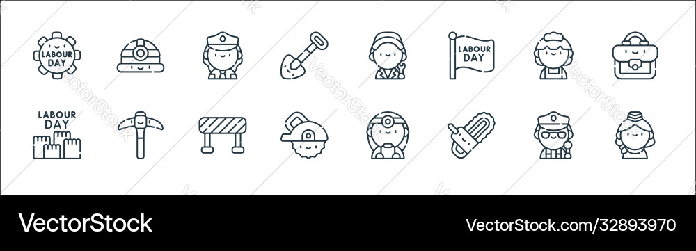Labour day line icons linear set quality line set Vector Image