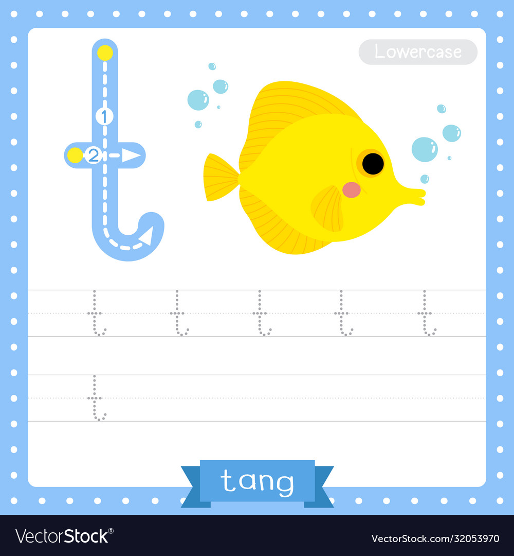 Letter t lowercase tracing practice worksheet of Vector Image