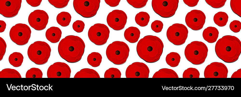 Remembrance anzac day web header poppies flowers Vector Image