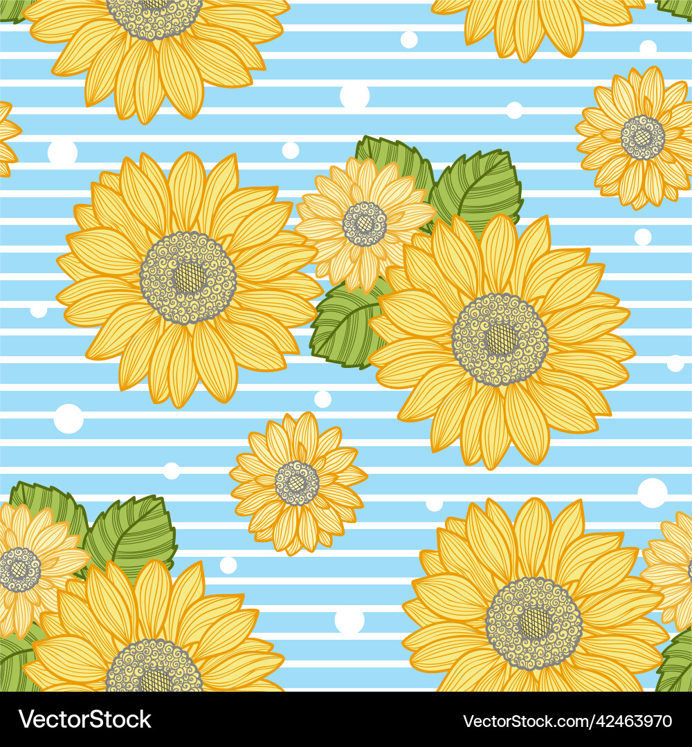 Seamless pattern of sunflower flowers Royalty Free Vector