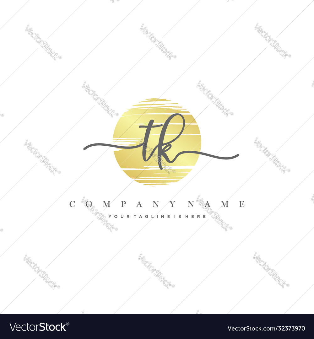 Tk initial handwriting logo Royalty Free Vector Image